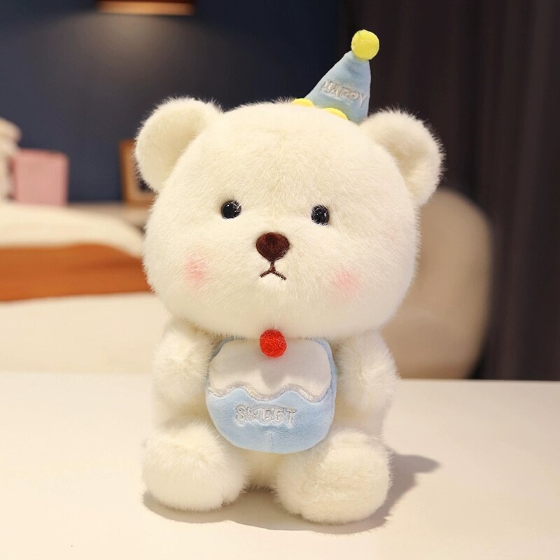 YG синий торт медвежонок плюшевая подушка с красной сумкой, 25 см, мягкая игрушка для девочек, подарок на день рождения