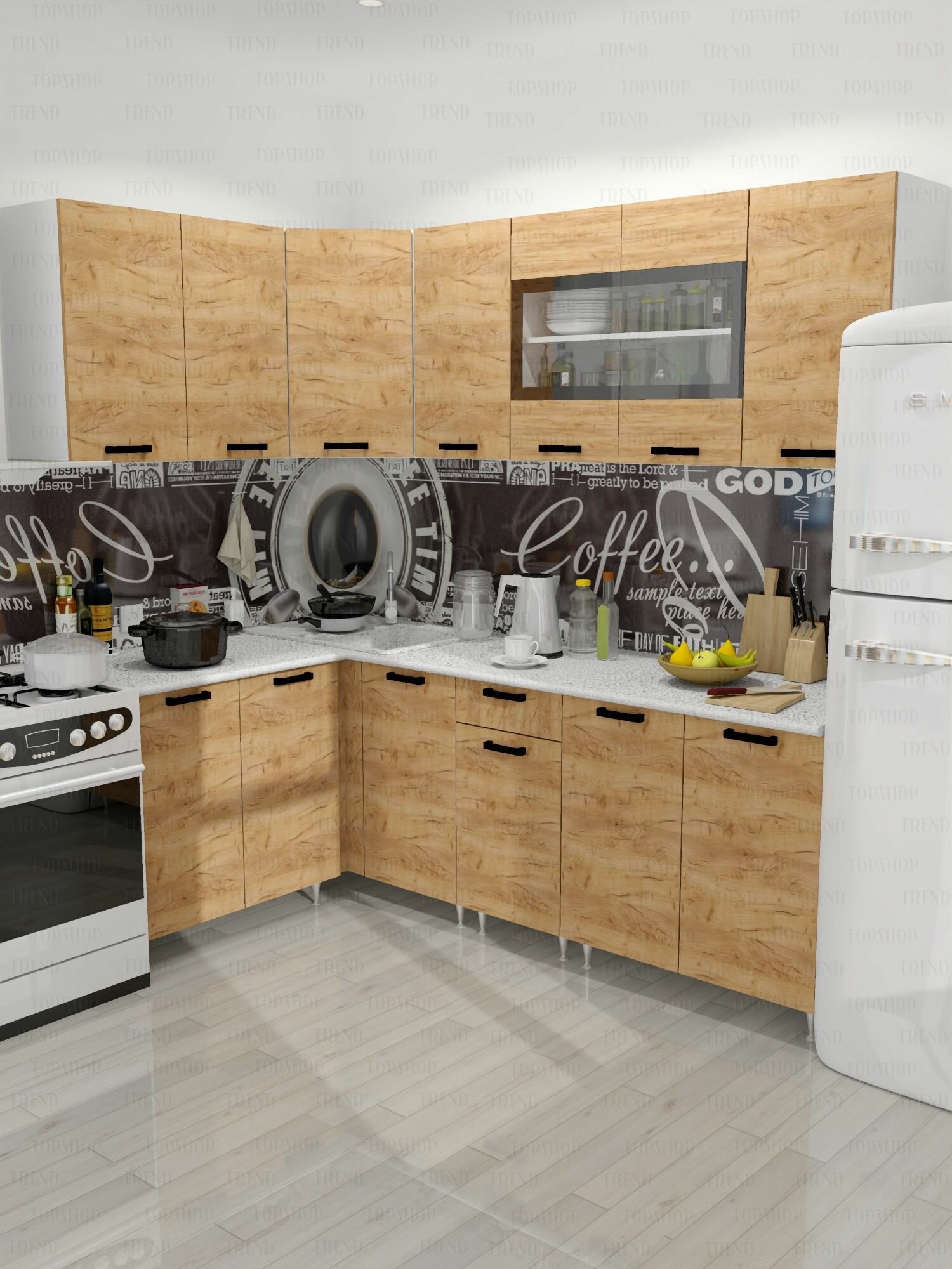 Кухонный гарнитур 140х220 см, Крафт /Антарес