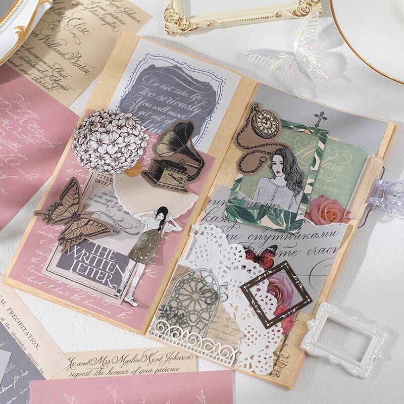 Бумаги для рукоделия "Фирменный бланк в стиле ретро"30 листов, Бумага для скрапбукинга односторонняя рукоделия и творчества