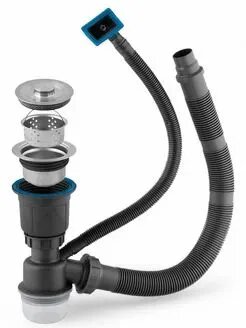Сифон Oute TD1Н, для кухонной мойки, нержавеющая сталь, матовый, разборный, черный, 20 см