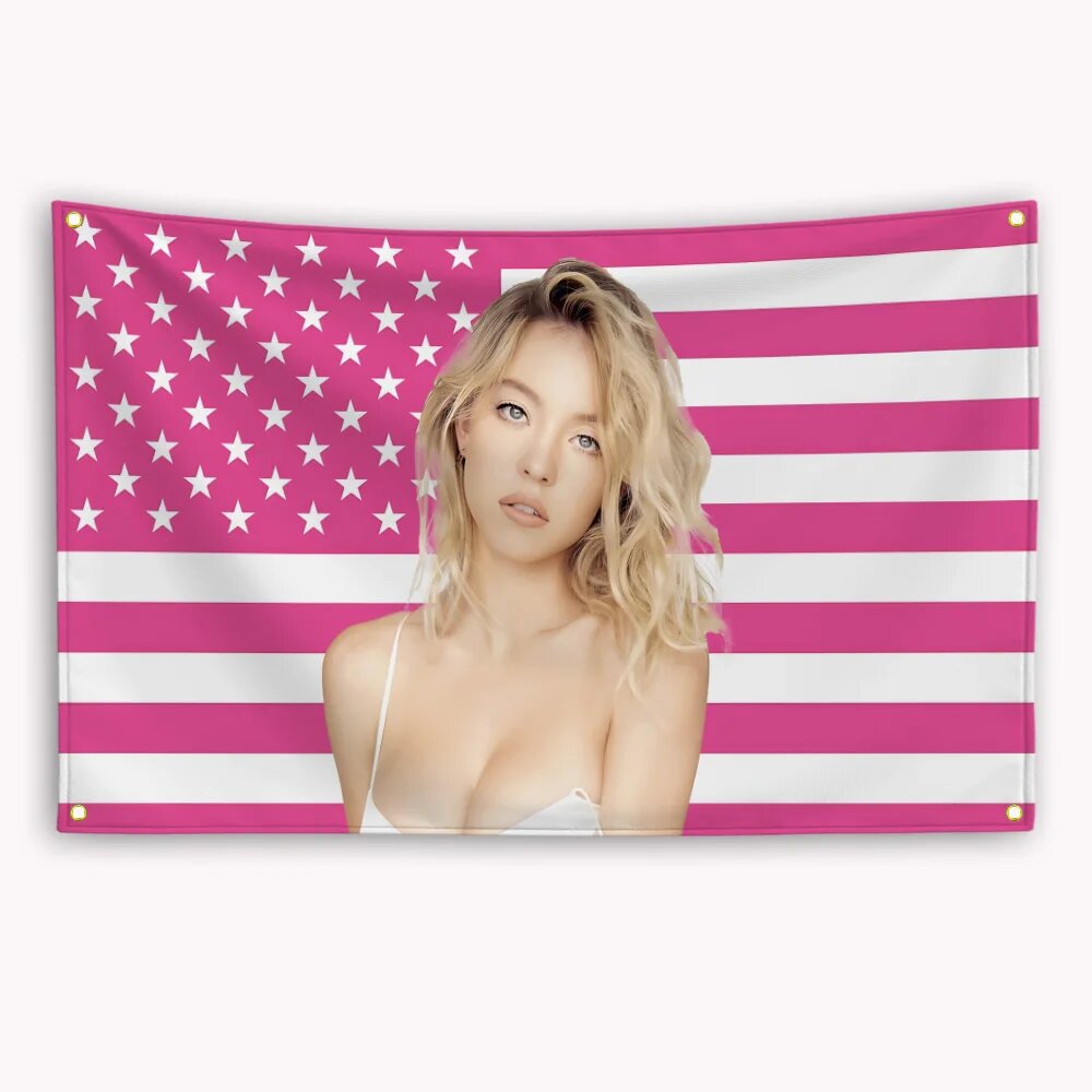 Американский флаг Sydney Sweeney Розовый, 60x90cm(24x36in), 411JDQ0060
