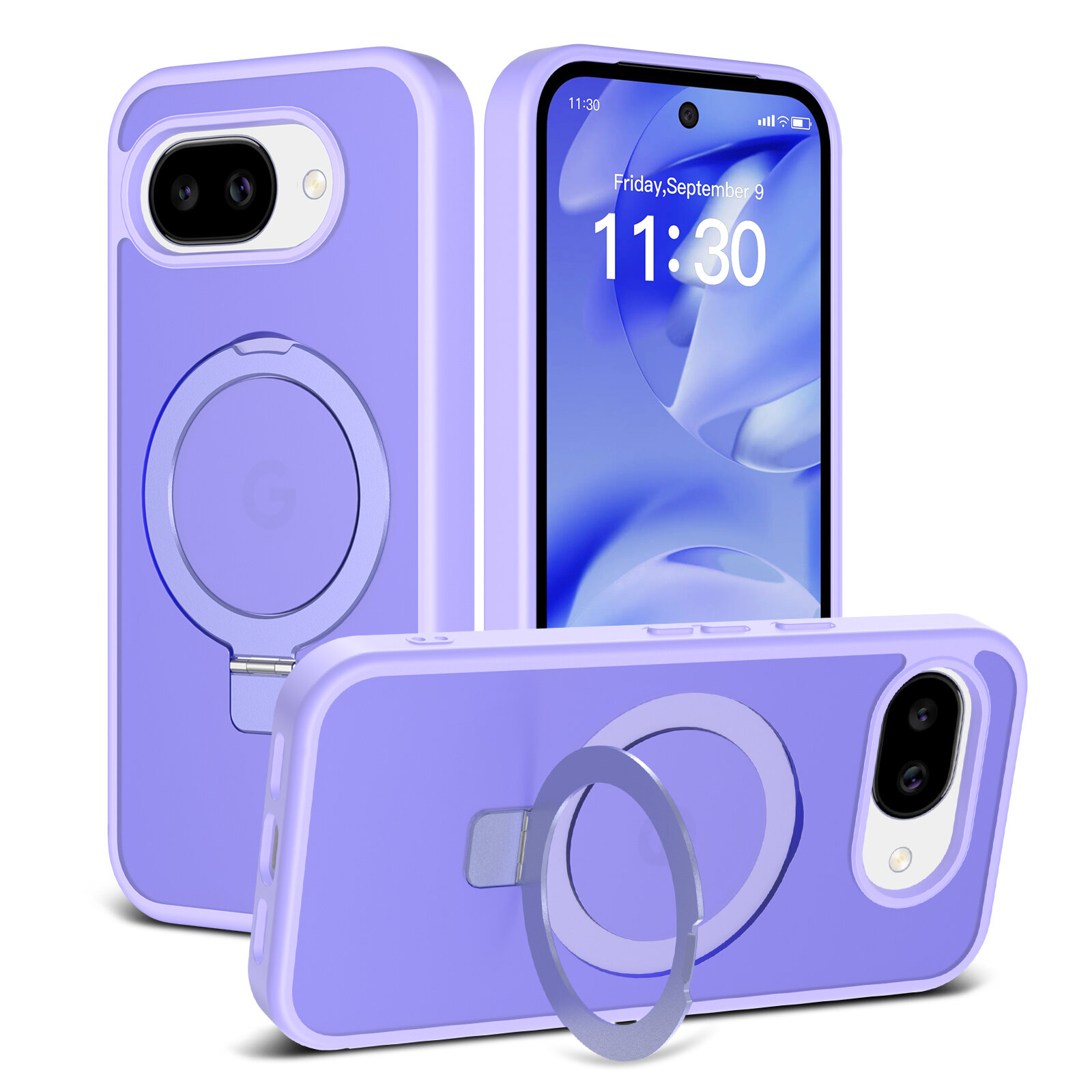 Чехол для Google Pixel 10A /Гугл Пиксель 10A, soft touch, накладка, поликарбонат (PC), защита камеры, ударопрочный, встроенная подставка, усиленные углы, Google, Google Pixel 10A, light purple,