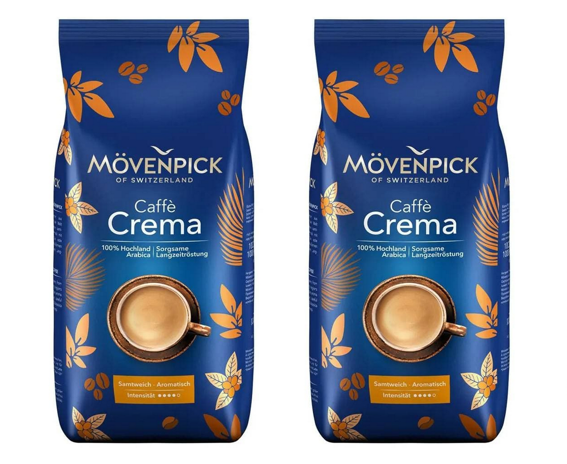 Кофе MOVENPICK Caffe Crema в зернах, натуральный, 1 кг - 2 штуки