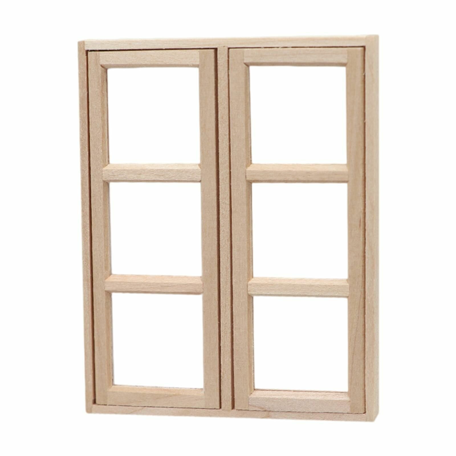 Оконная рама для миниатюрного дома, деревянная, 1:12, с ставнями, для гостиной, модель DIY