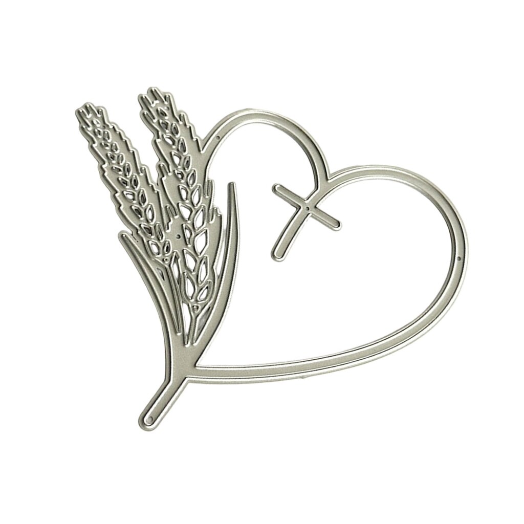 Металлические шаблоны для вырезания и тиснения с изображением сердца и пшеницы для украшения альбомов и дневников