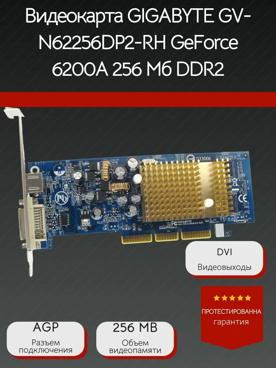 Видеокарта GIGABYTE GV-N62256DP2-RH GeForce 6200A 256 Мб DDR2