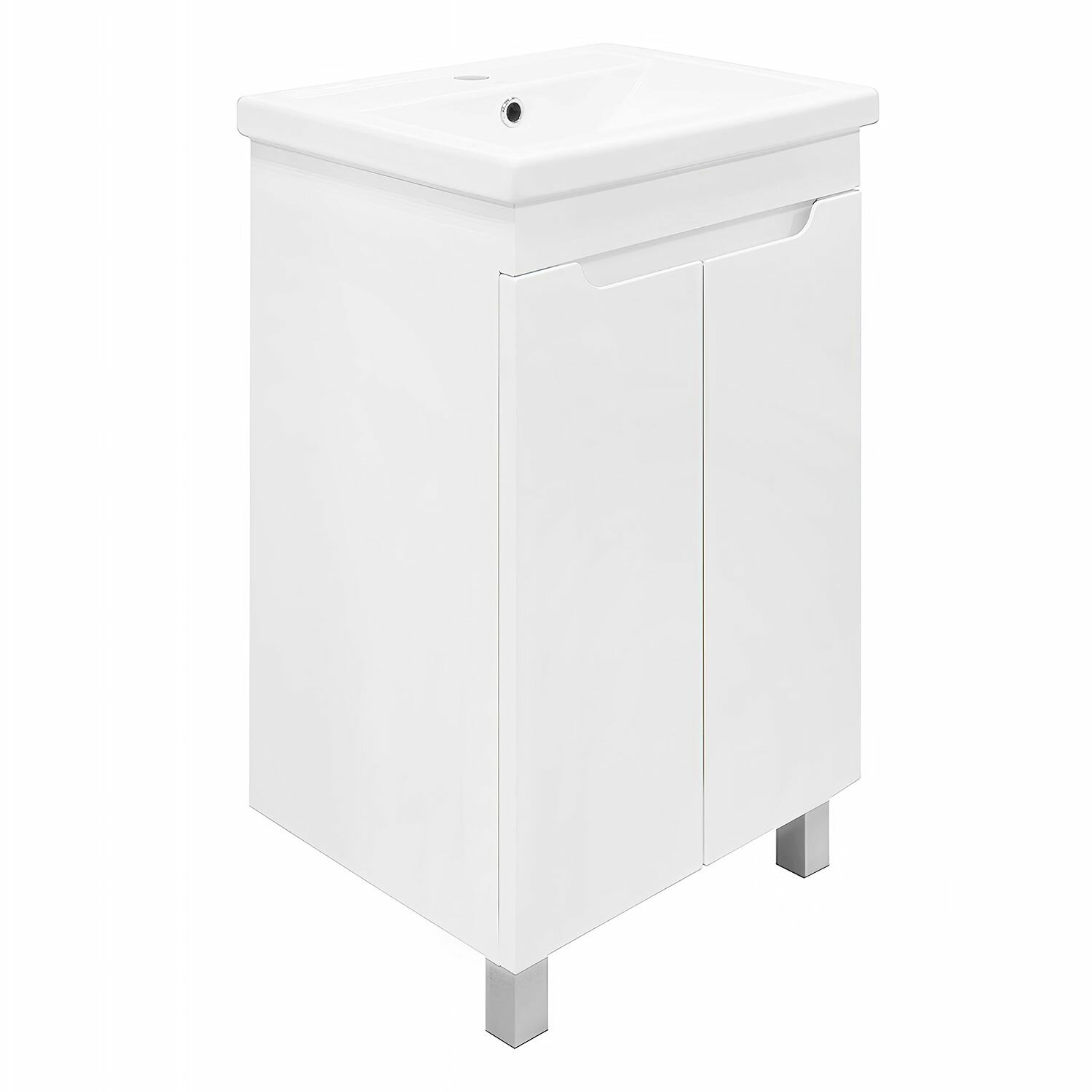Комплект Тумба Azario KANTRI 50Н 500х400х870 напольная, с раковиной Фостер 50, белый глянец (CS00097247)