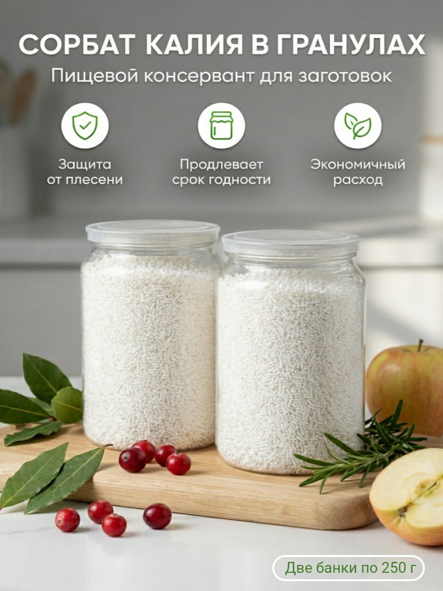 Консервант барон перцефъ "Сорбат Калия", натуральный, гранулы, 2 шт, 250г