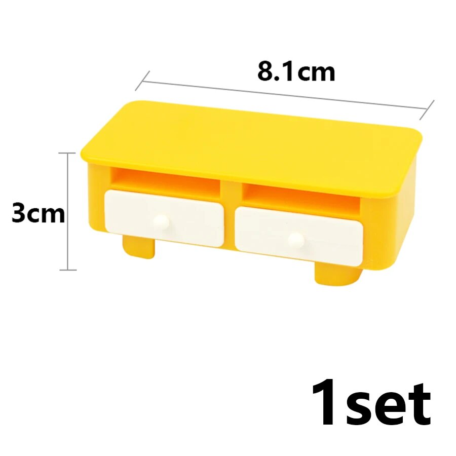 Желтый стол с ящиками, строительные блоки 8.1x3 см