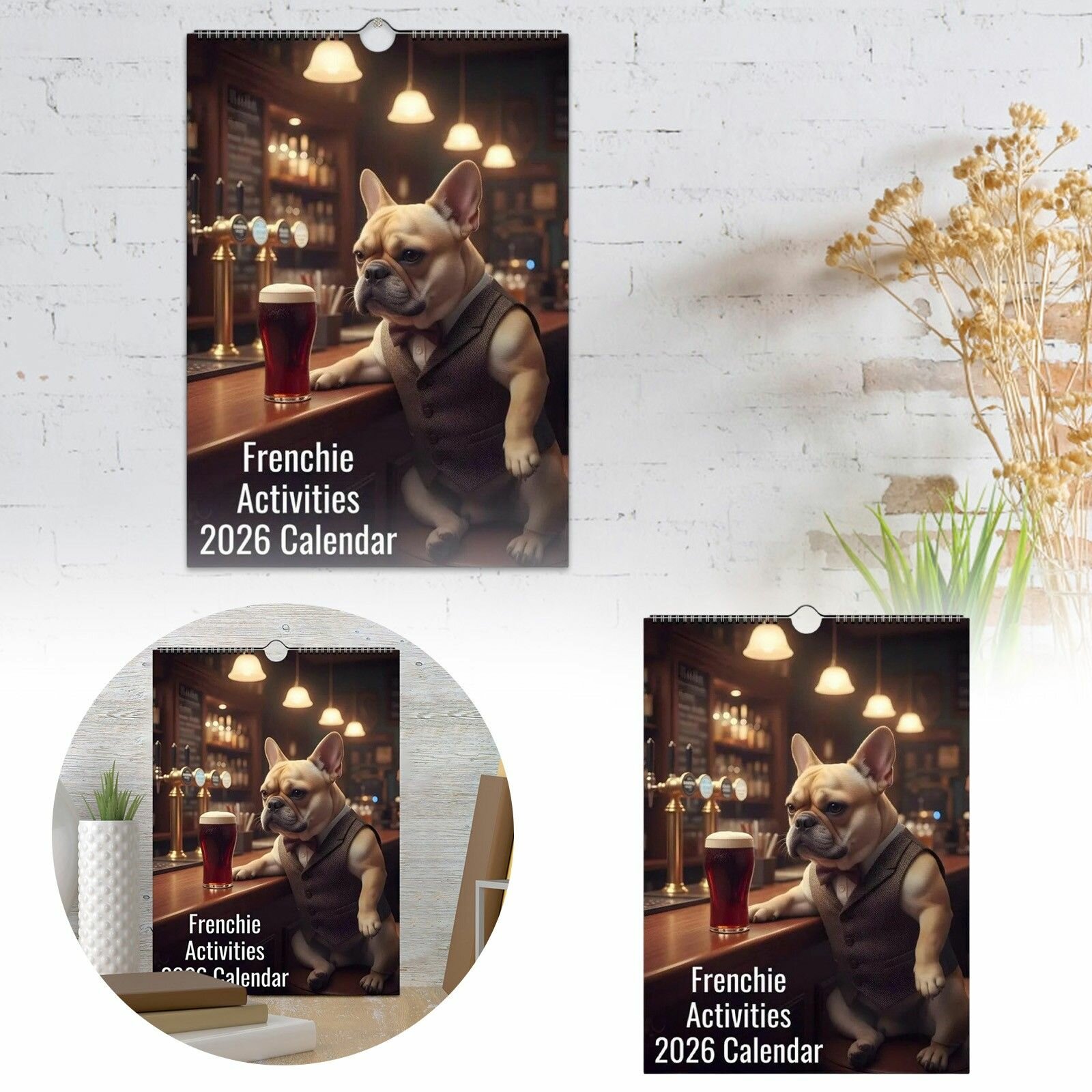 Календарь с бульдогами 2026 года, инструмент для управления временем, плотная бумага