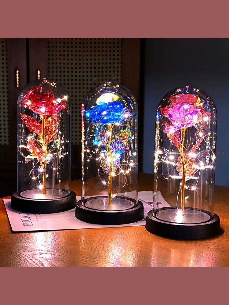 1 Подарок на День святого Валентина золотая роза ночник романтический букет для девушки