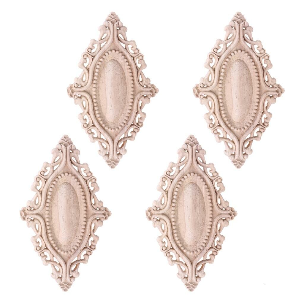 Деревянные резные овалы с цветами, 4 шт.