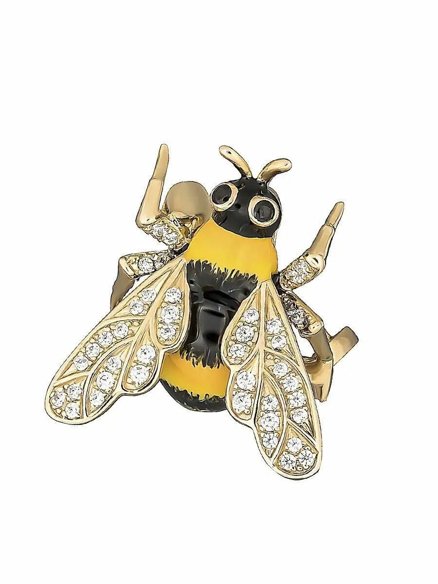 Брошь, серебро, 925 проба, циркон