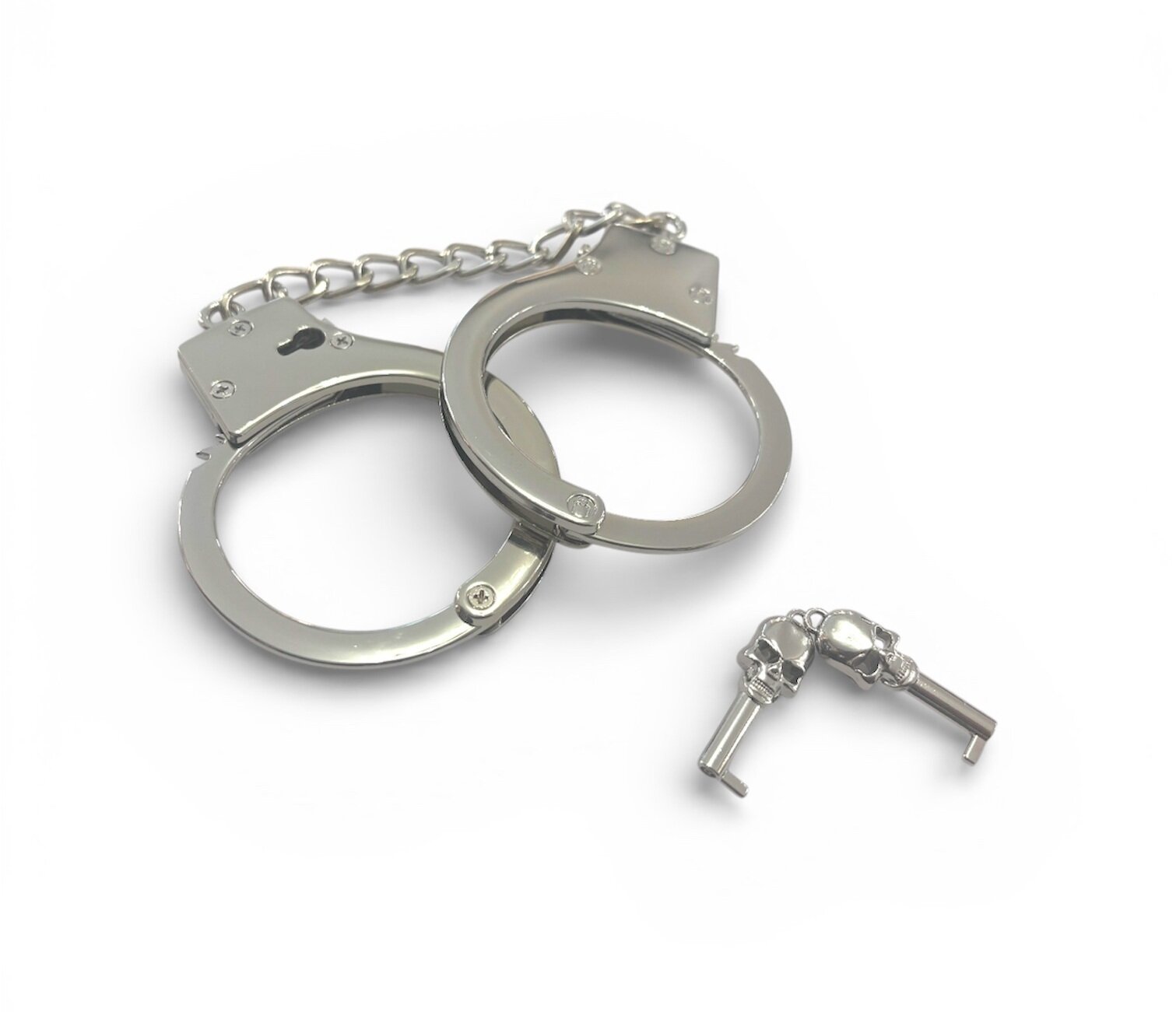 Наручники фиксаторы металлические с ключом для надежной фиксации, материал сталь, регулируемый внутренний диаметр от 5 до 7 см