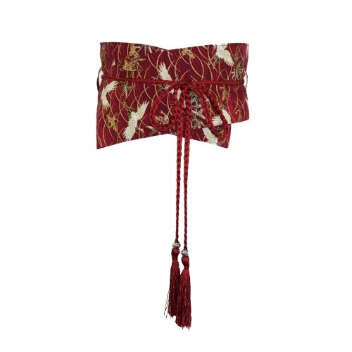 Женское кимоно Vzofien из хлопка с принтом журавлей Бордовый, as picture