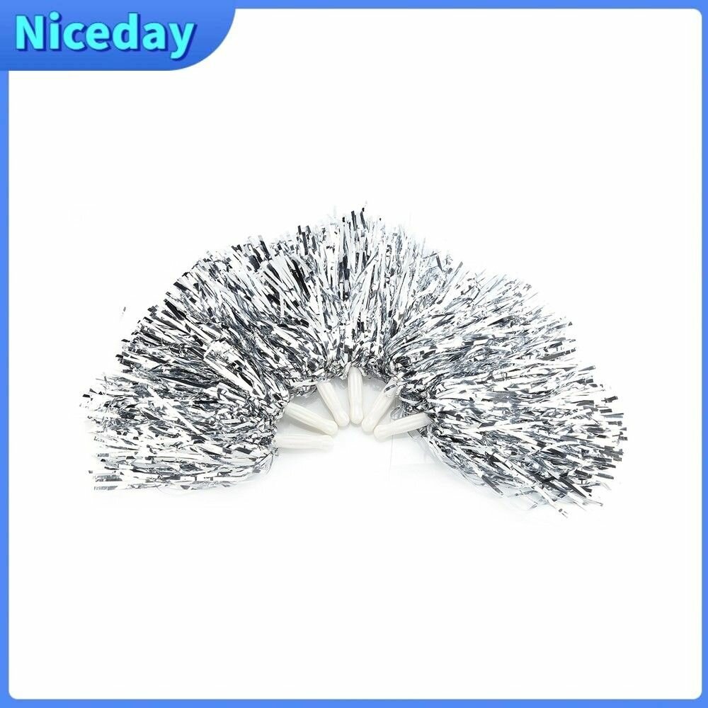 6шт Помпоны Для Болельщиц, Аксессуары Для Танцев (серебристый)