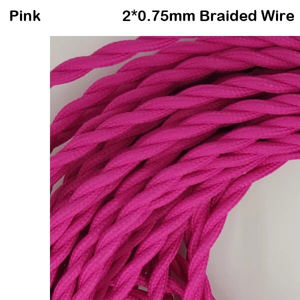 Электрический провод винтажный текстильный медный 2*0,75 мм Pink, 30m