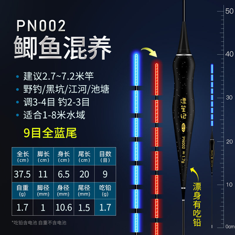 Ветроустойчивый, противоскользящий, светящийся поплавок с индикатором поклевки, меняющим цвет, с полностью синим холодным светом на хвосте, электронный поплавок для дневной и ночной рыбалки, подходит для дикой ловли карася.