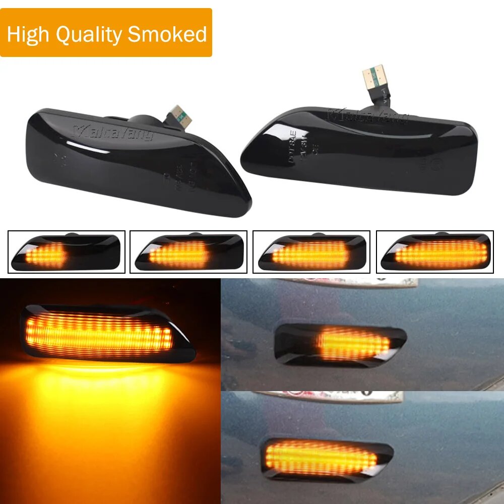 2 шт. светодиодный динамический боковой габаритный фонарь для Volvo V70 S60 S80 Three rows Smoked