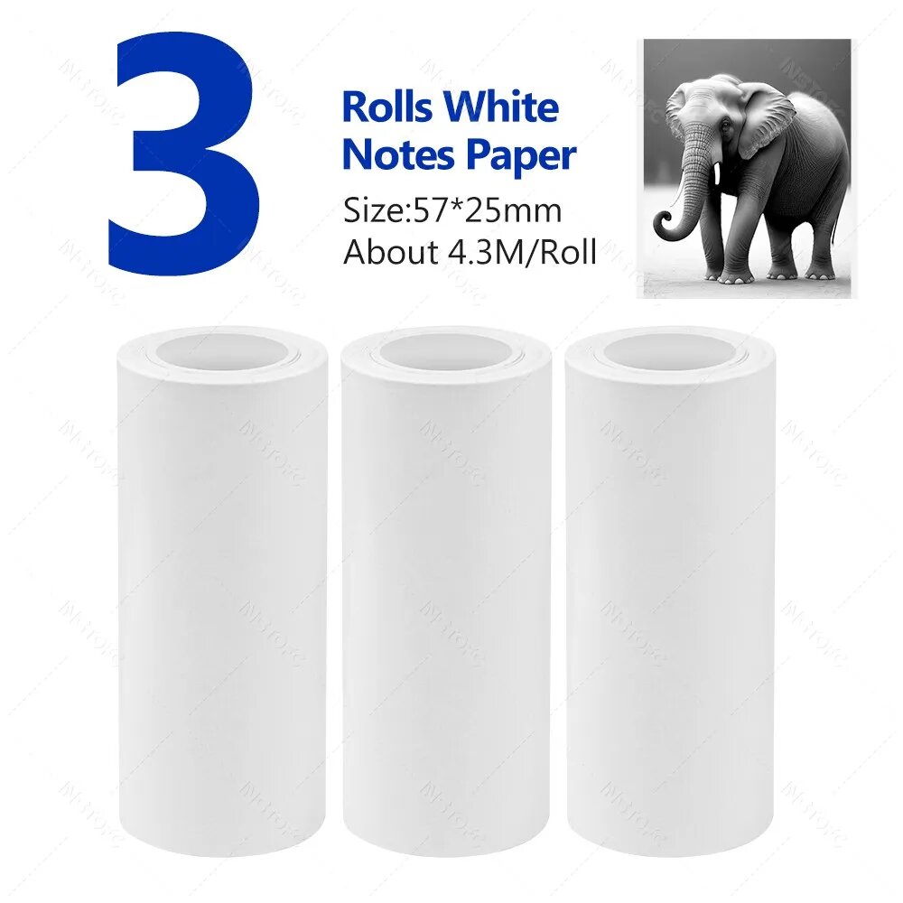 Цветная термобумага для мини-принтера Белый, 3Rolls White Paper