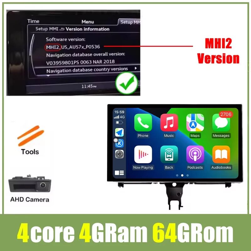 9-дюймовый для Audi A6 C7 A7 2012-2018 плеер автомобильный радиоприемник Android 15 MHI2 4G 64G C