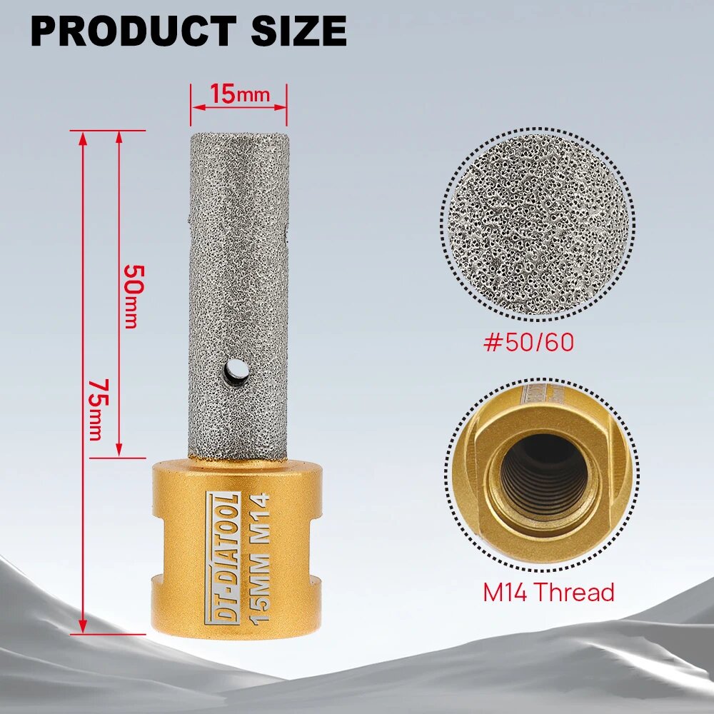Алмазная фреза DT-DIATOOL для сверления отверстий 10 мм M14, Dia 15mm
