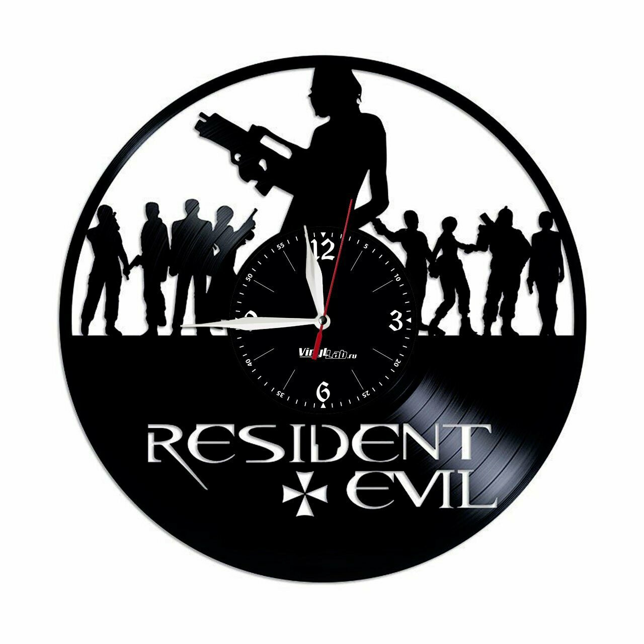 Часы из виниловой пластинки (c) VinylLab Resident Evil, диаметр 30 см