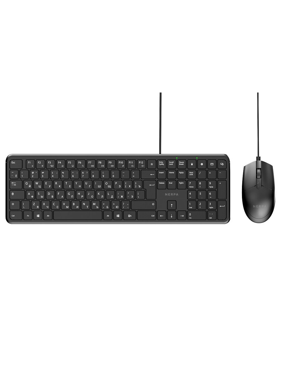 Комплект клавиатура+мышь NERPA KG100, проводной, 110 клавиш, 1000 DPI, 1.8 м, USB-A, чёрный