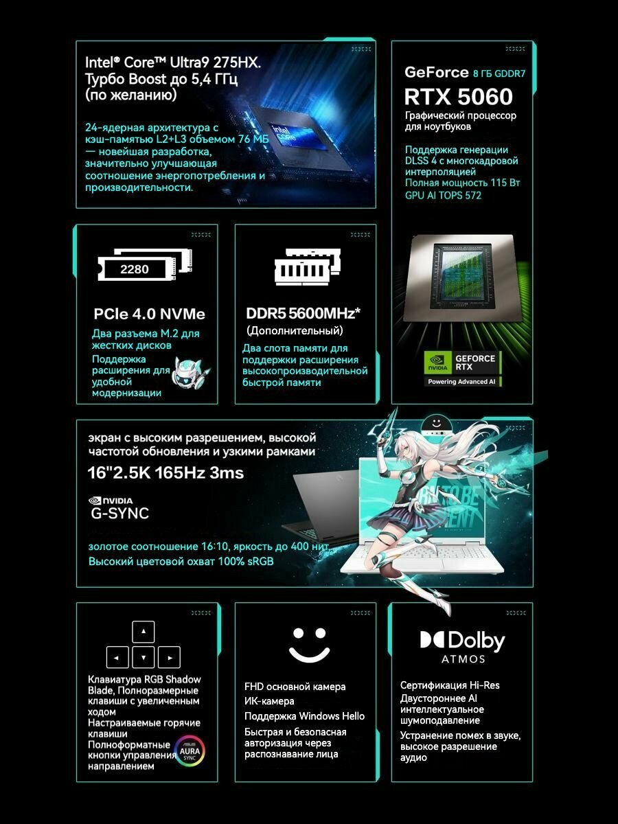 Игровой ноутбук ASUS ROG Strix G18, I9-13980HX, RTX4060, 16ГБ/1ТБ, Русская раскладка — фото 1