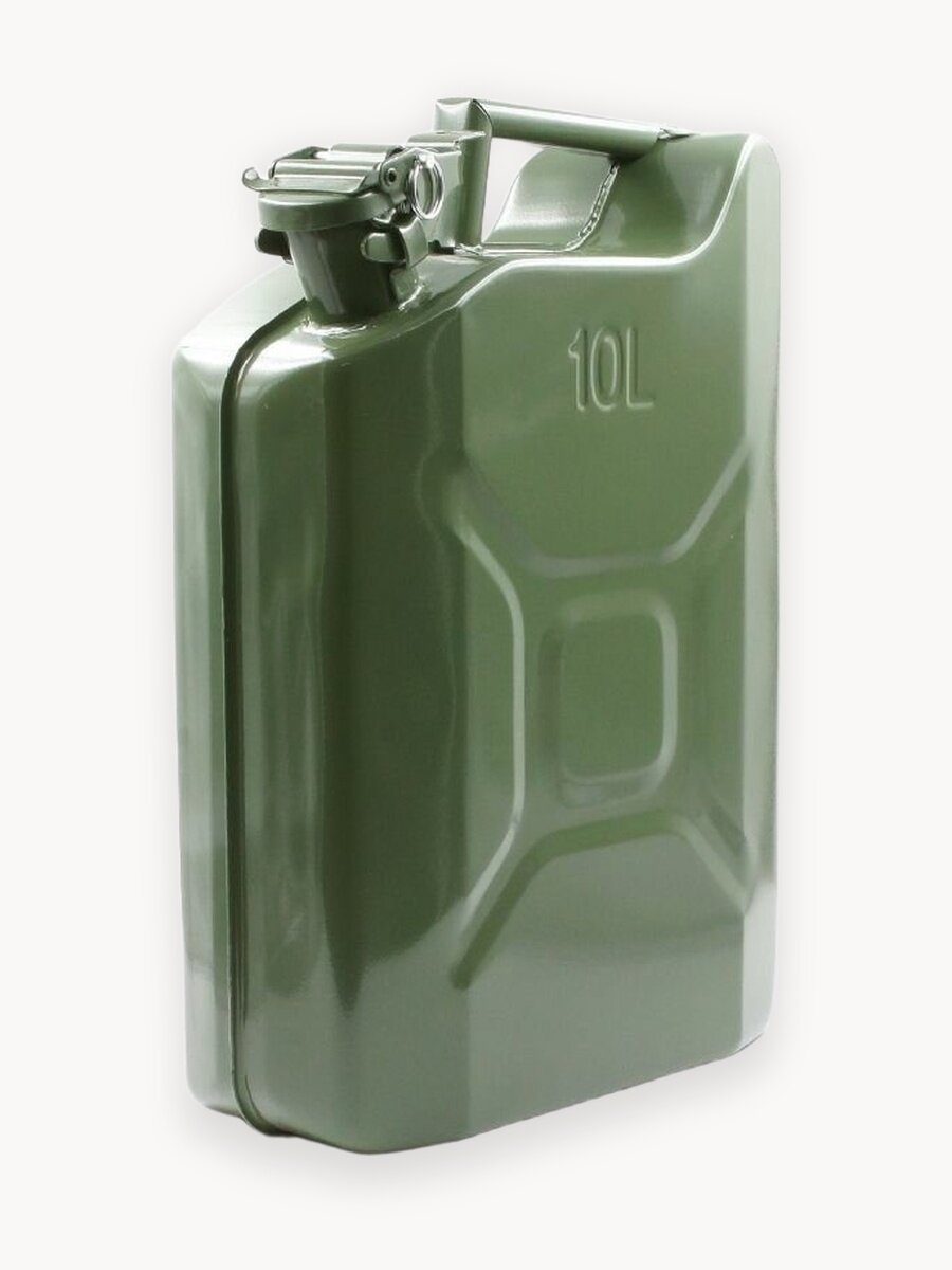 Канистра стальная 10 литров (10л) с фиксатором, металл 0,6 мм