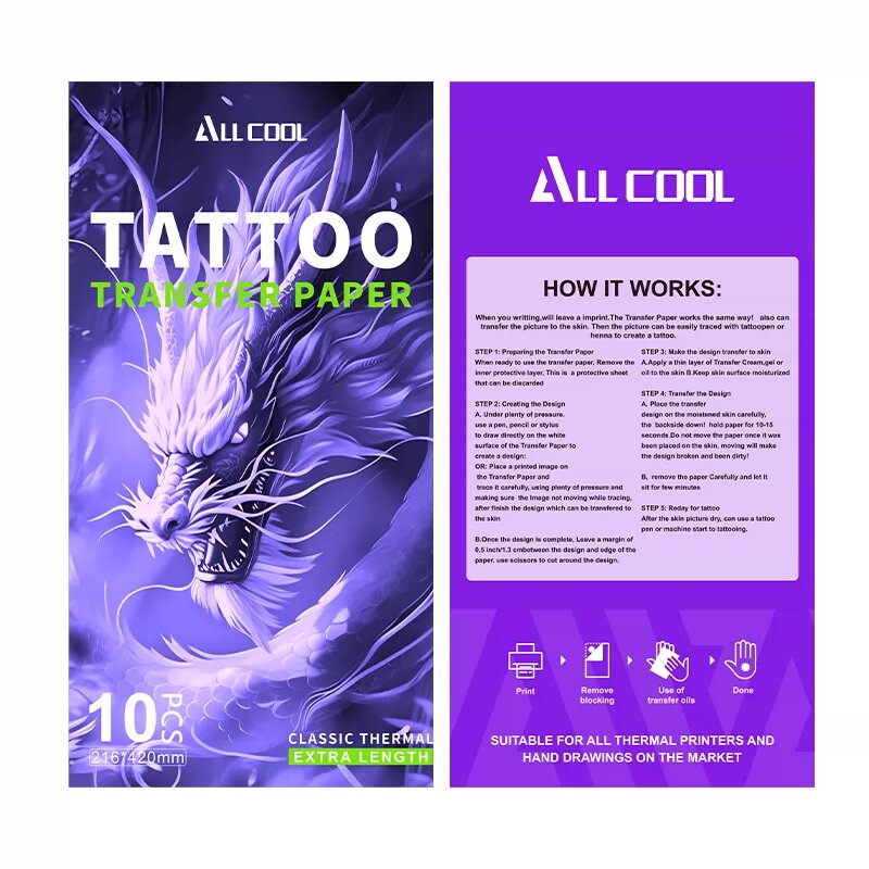 Allcool A4 3-слойная тату-переносная бумага 3 упаковки по 30 листов долговечная четкая устойчивая к выцветанию для