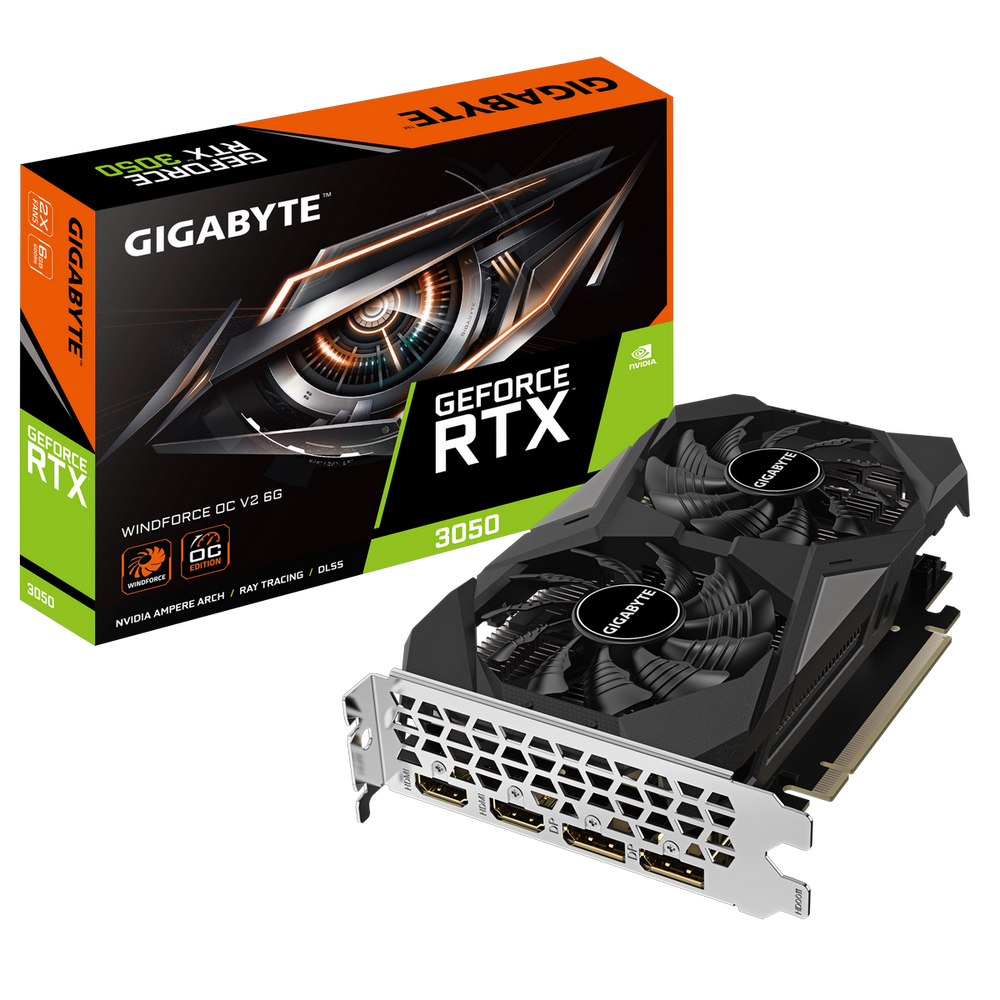Видеокарта Gigabyte RTX3050 WINDFORCE OC V2 6GB GDDR6 96bit 2xDP 2xHDMI 2FAN RTL