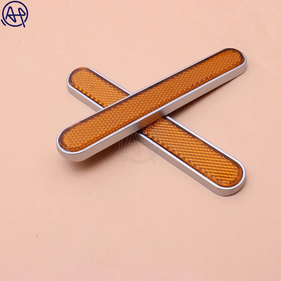 1 пара оранжевых отражателей с передней вилкой, пластиковые светоотражающие наклейки Silver n Yellow