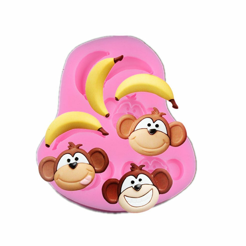 1 шт DIY обезьяна бананы в форме силиконовой формы для торта инструменты для выпечки розовый