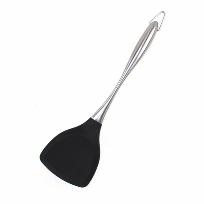 Прочный силиконовый лопатка для еды с длинной ручкой, антипригарный фритюр