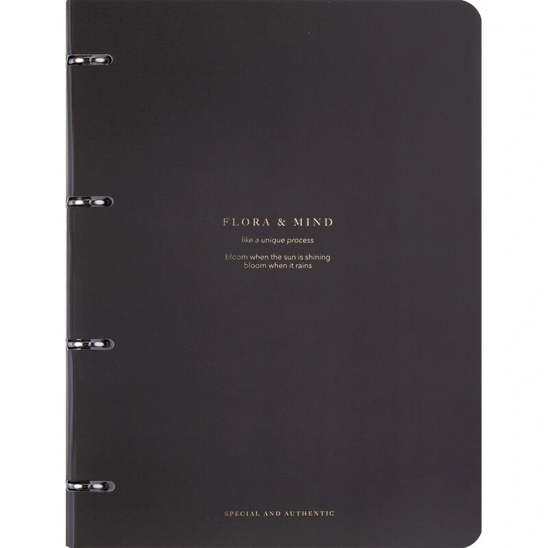 Тетрадь общая, BS, А4, 120л, клетка, кольца, . Flora, черный N4238