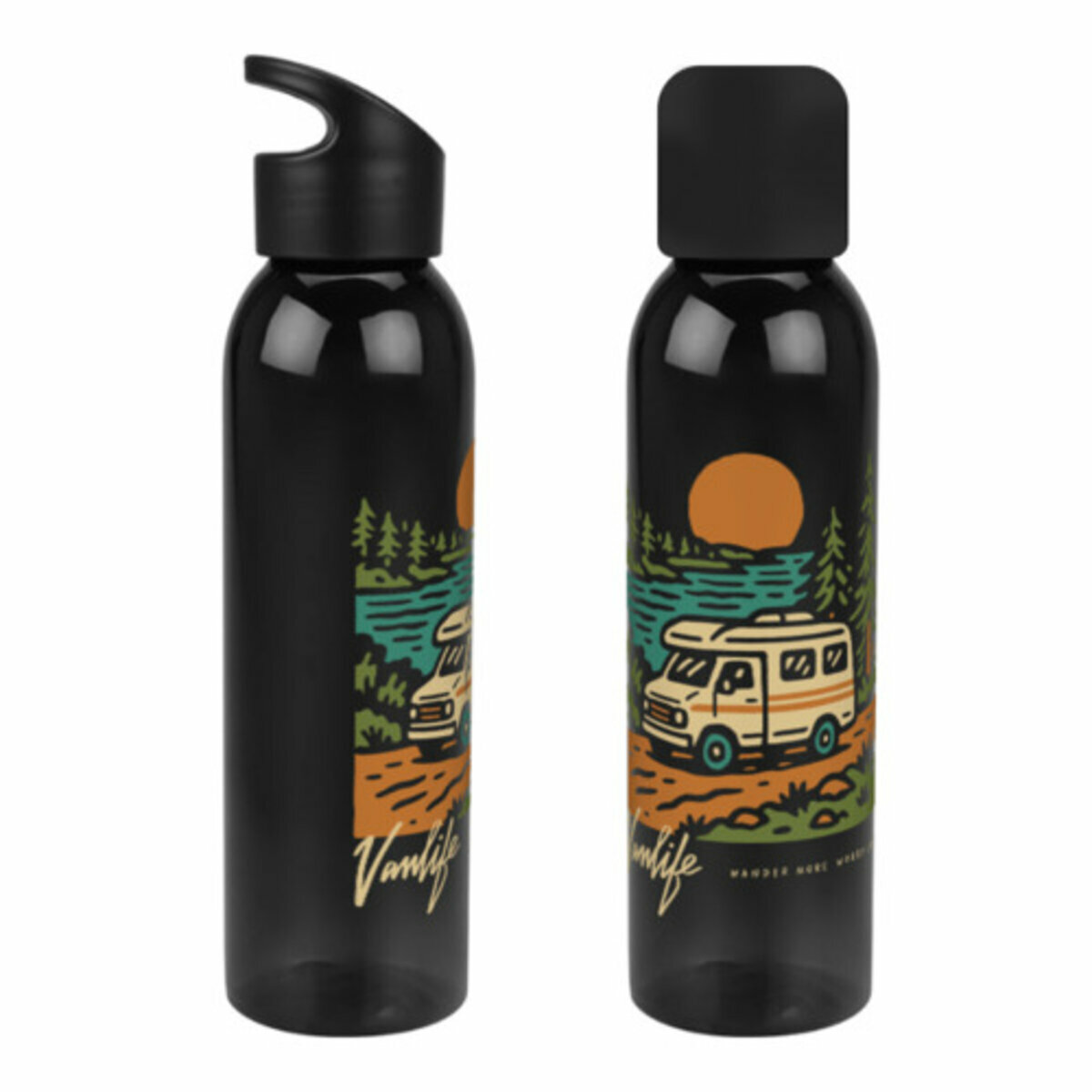 Бутылка для воды «Дом на колёсах» (черный)