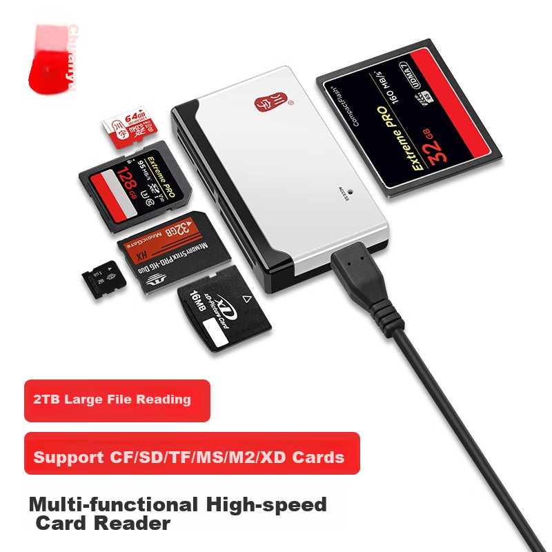 Chuanyu Multi-Functional All-In High-Speed Card Reader Supports SD/TF/CF/XD/MS/M2 for DSLR Cameras, Smartphones, Dash Cams, And Storage Memory Cards