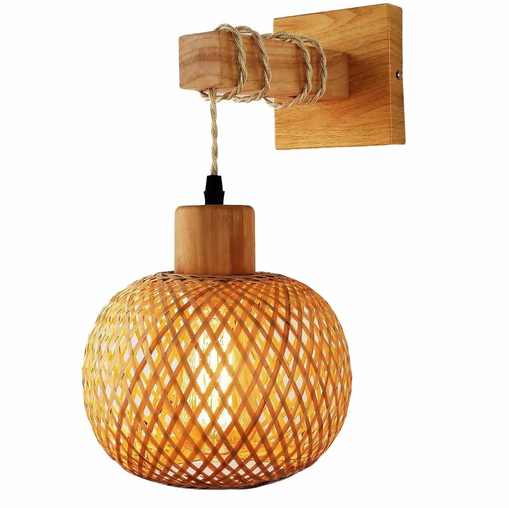 Бра, Деревянный Настенный Светильник С Плетеным Бамбуковым Абажуром, Китайский Стиль, Подходит Для Кабинета, Отеля,