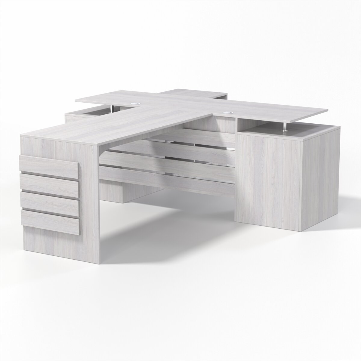 Стол руководителя №14 с приставкой брифингом, Ясень Анкор светлый - U31104