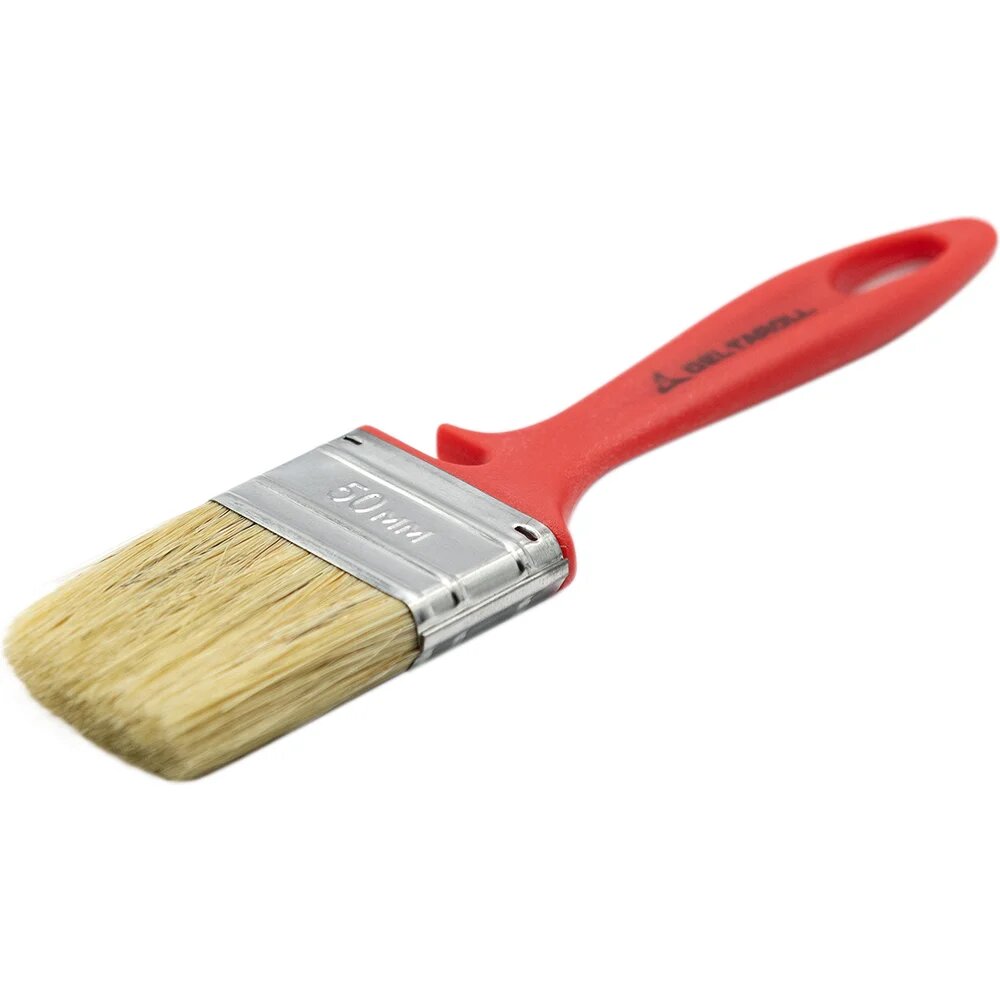 Кисть флейцевая Deltaroll с натуральной щетиной, металл бандаж, пластик рукоять, для водных покрытий, профессиональная