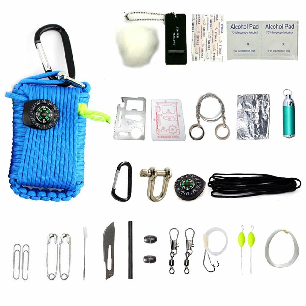 29 в 1 набор для выживания: пряжка, фонарь, рыболовные принадлежности, аптечка
