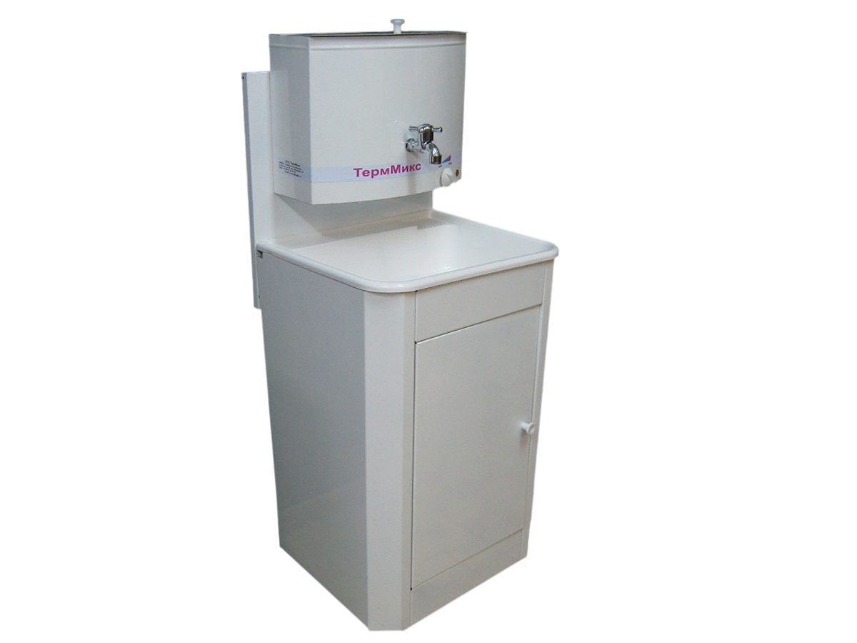 Умывальник с ЭВН "ТермМикс", дачный, с водонагревателем, белый, 17л, с мойкой из пластика