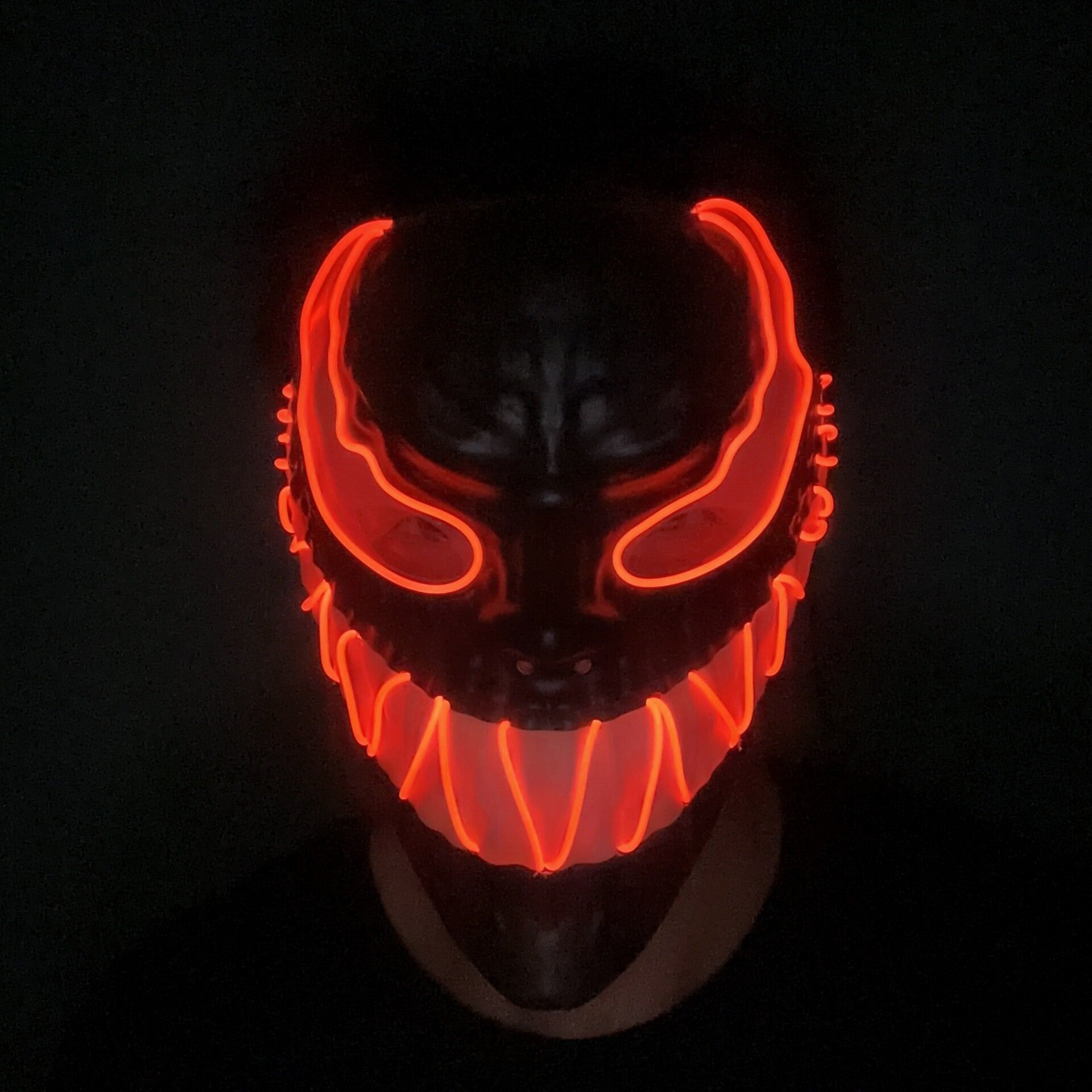 Светодиодная светящаяся в темноте полнолицевая маска, похожая на маску из фильма «Веном», светодиодная маска для костюма на Хэллоуин.
