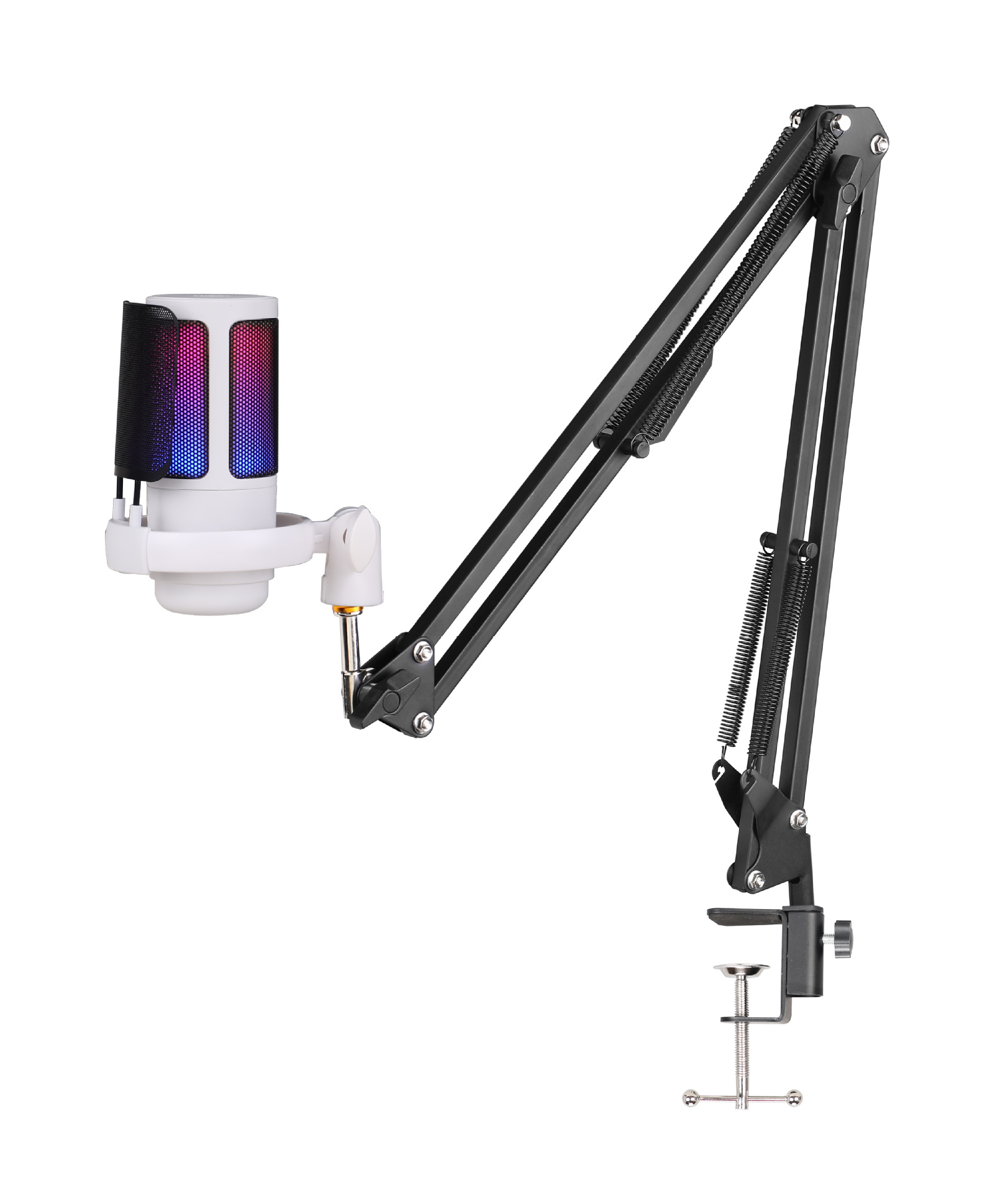 Студийный USB микрофон с RGB-подсветкой и держателем – для компьютера и ПК, стримов, записи, Zoom и OBS