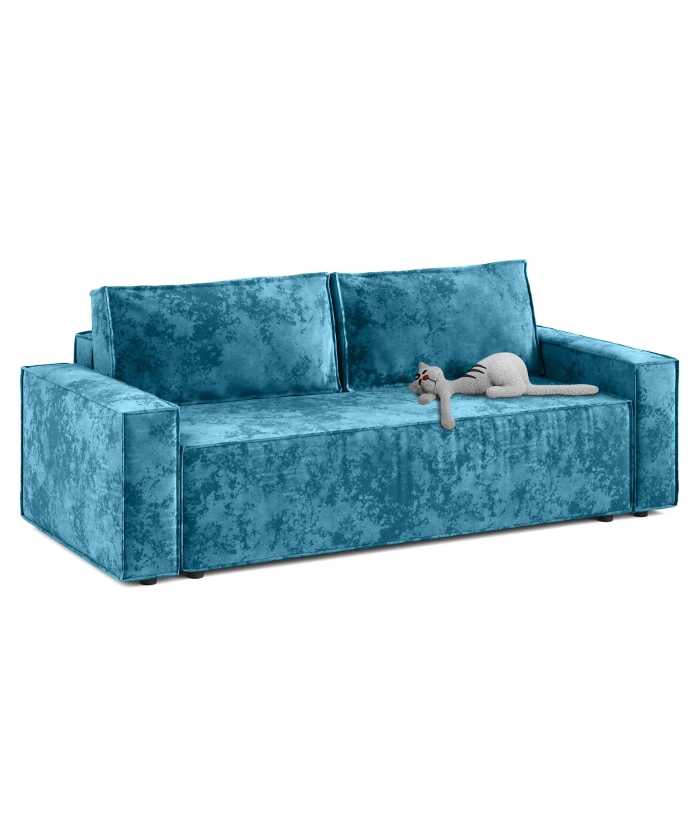 Диван раскладной Лофт Плюш DIVANO, еврокнижка, спальное место 140 × 185 см, голубой дизайн 7