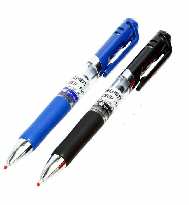 Набор ручек гелевых автоматических из 2 штук, цвет чернил синий и черный, линия письма 0,5мм