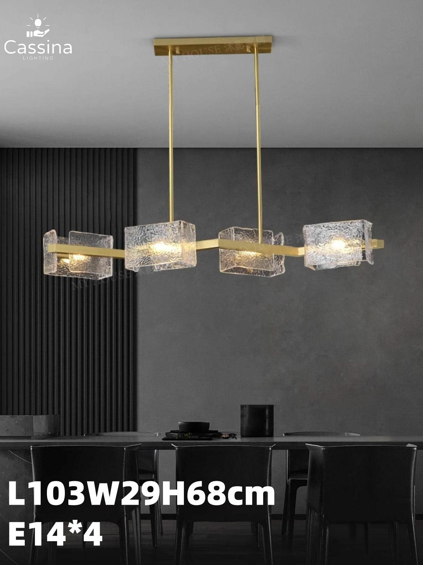 Люстра потолочная светодиодная DD63-C103 Cassina для кухни/гостиной/спальни и т. д. медь (цвет) + Прозрачный 1030*290MM LED 28W