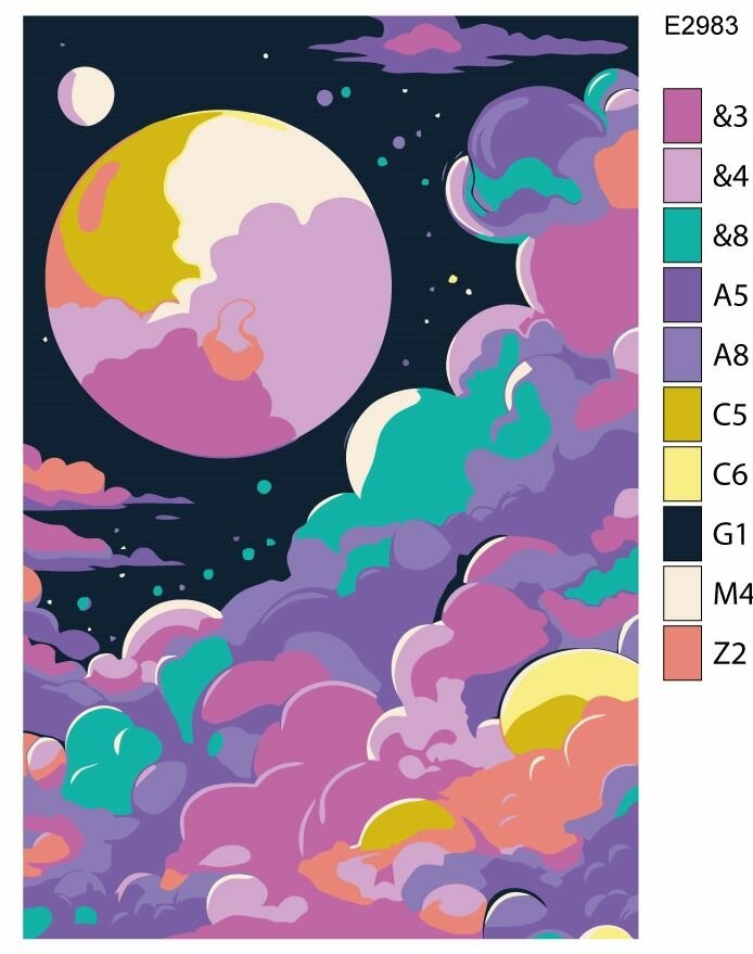 Детская картина по номерам E2983 "Полная луна" 20х30