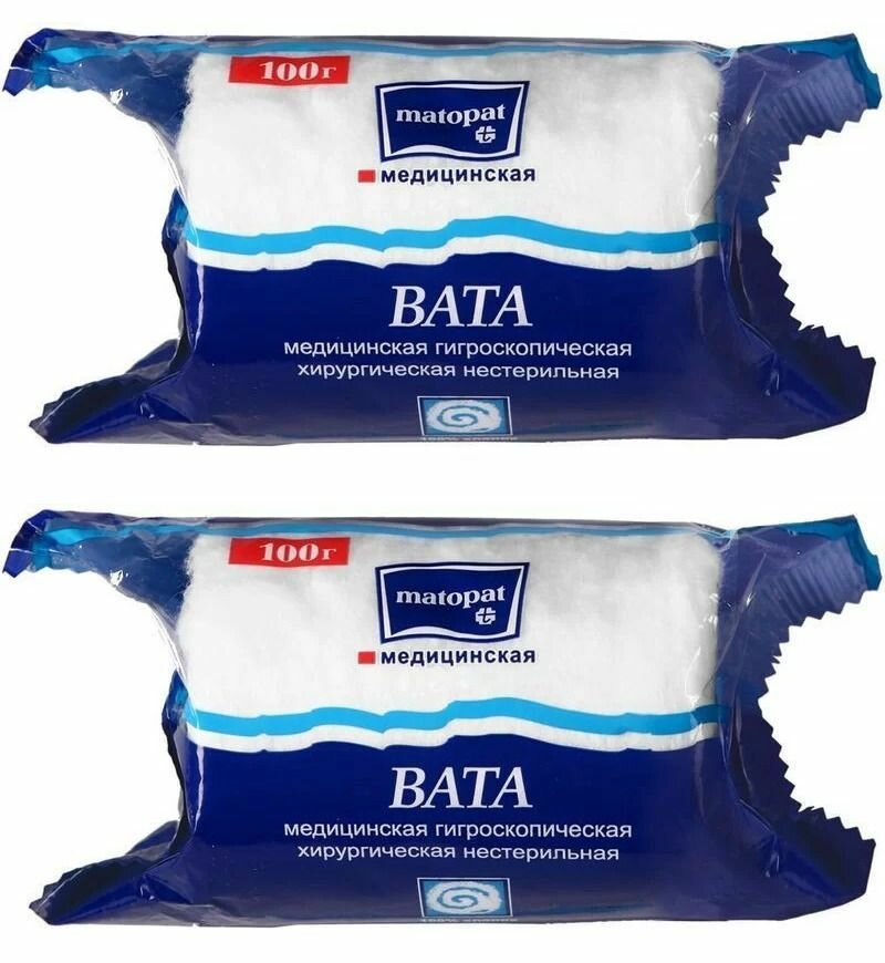 Matopat Вата хлопок, рулон, 100 гр, 2 шт